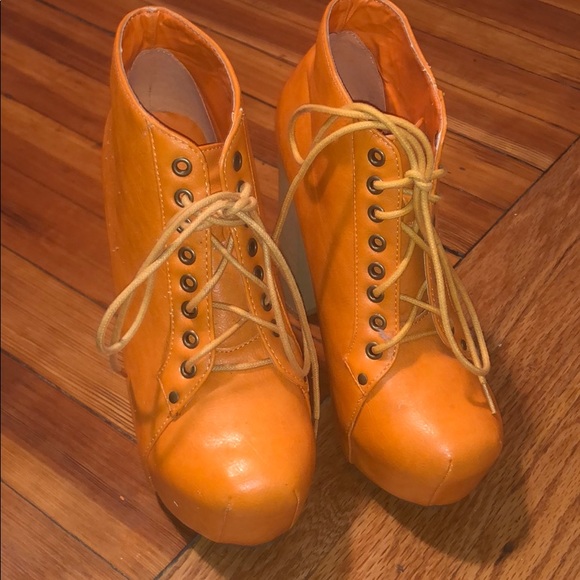 City Skyscraper | Shoes | Orange Platform City Skyscraper Bootie | Poshmark